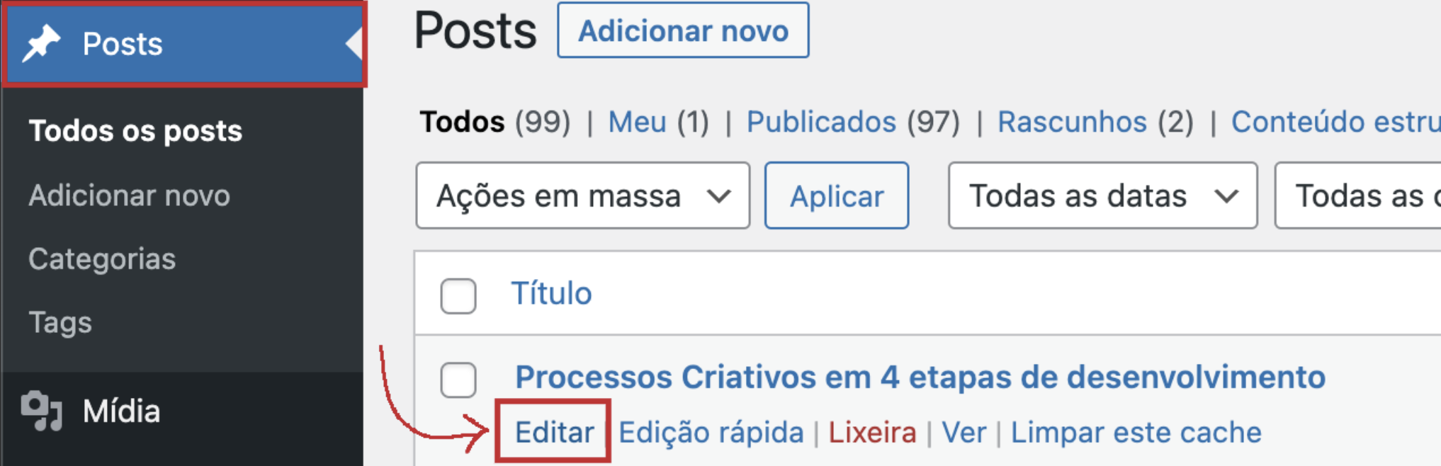Como adicionar imagem de capa em post do blog | Criahelp