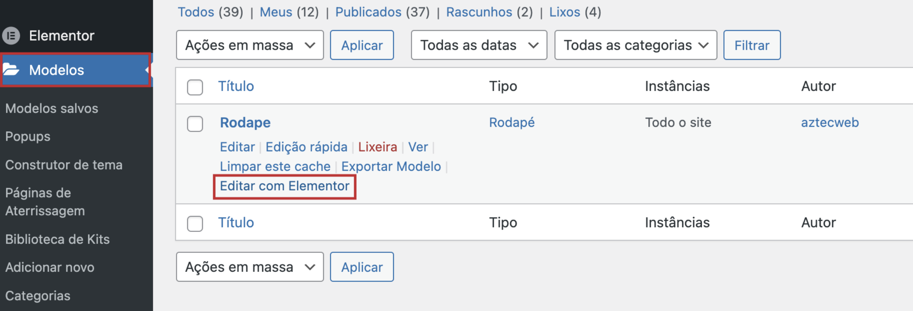 Rodapé e cabeçalho, como editar - Criação .cc